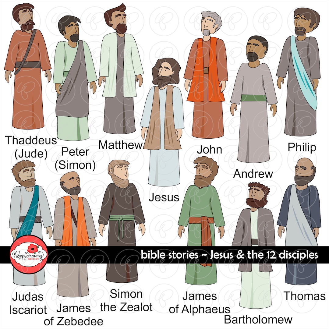 Bible Stories: Jesus & the 12 Disciples Clipart Set by Poppydreamz ...