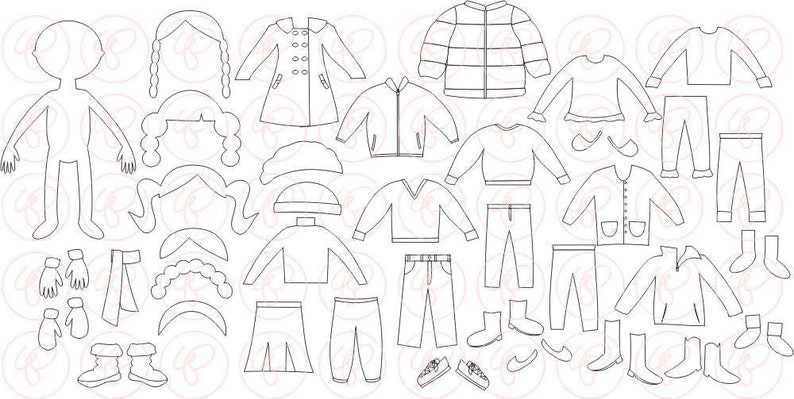 Dress up for Winter Clothing and Paper Doll Clipart Set: Digital Clip ...
