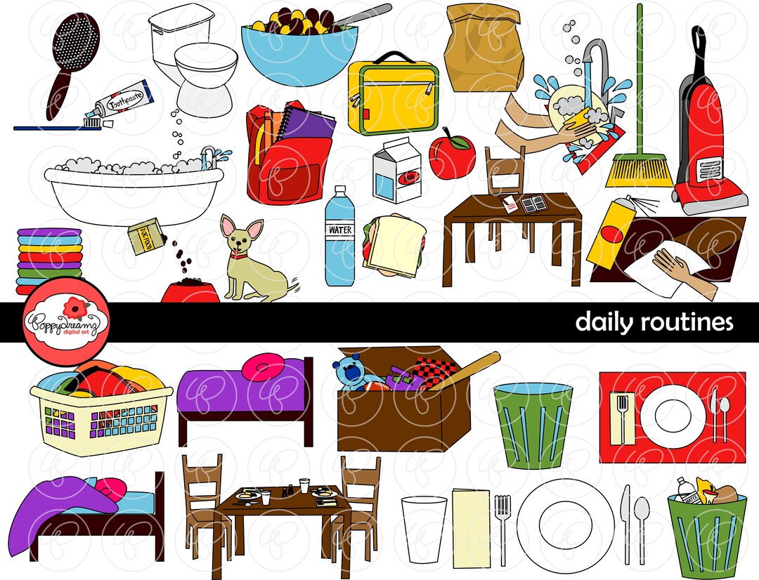 Daily Routines Clipart: (300 Dpi Transparent Png) School Teacher Clip ...