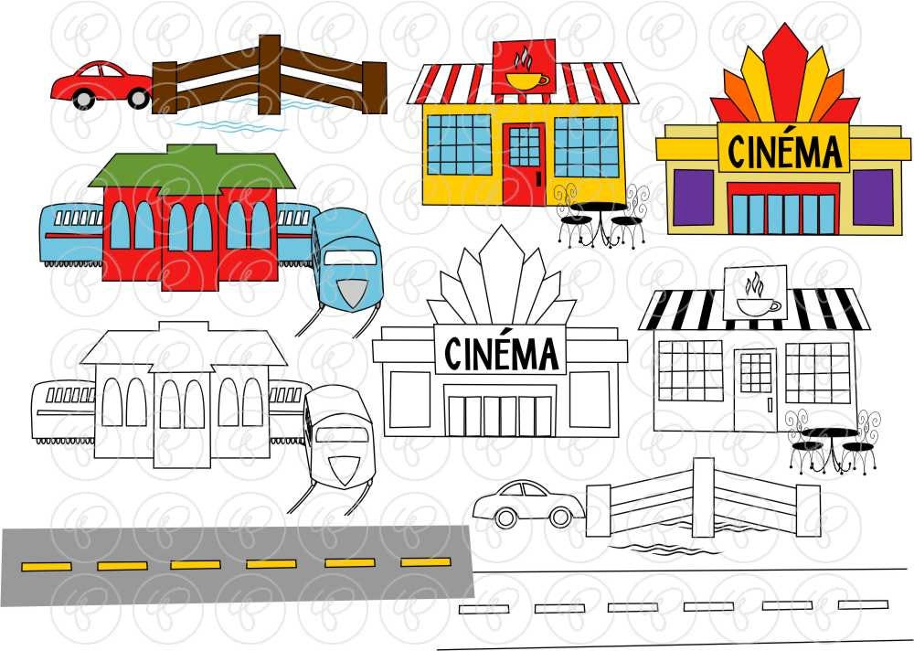 My Community Buildings in FRENCH Clipart: (300 Dpi Transparent Png ...