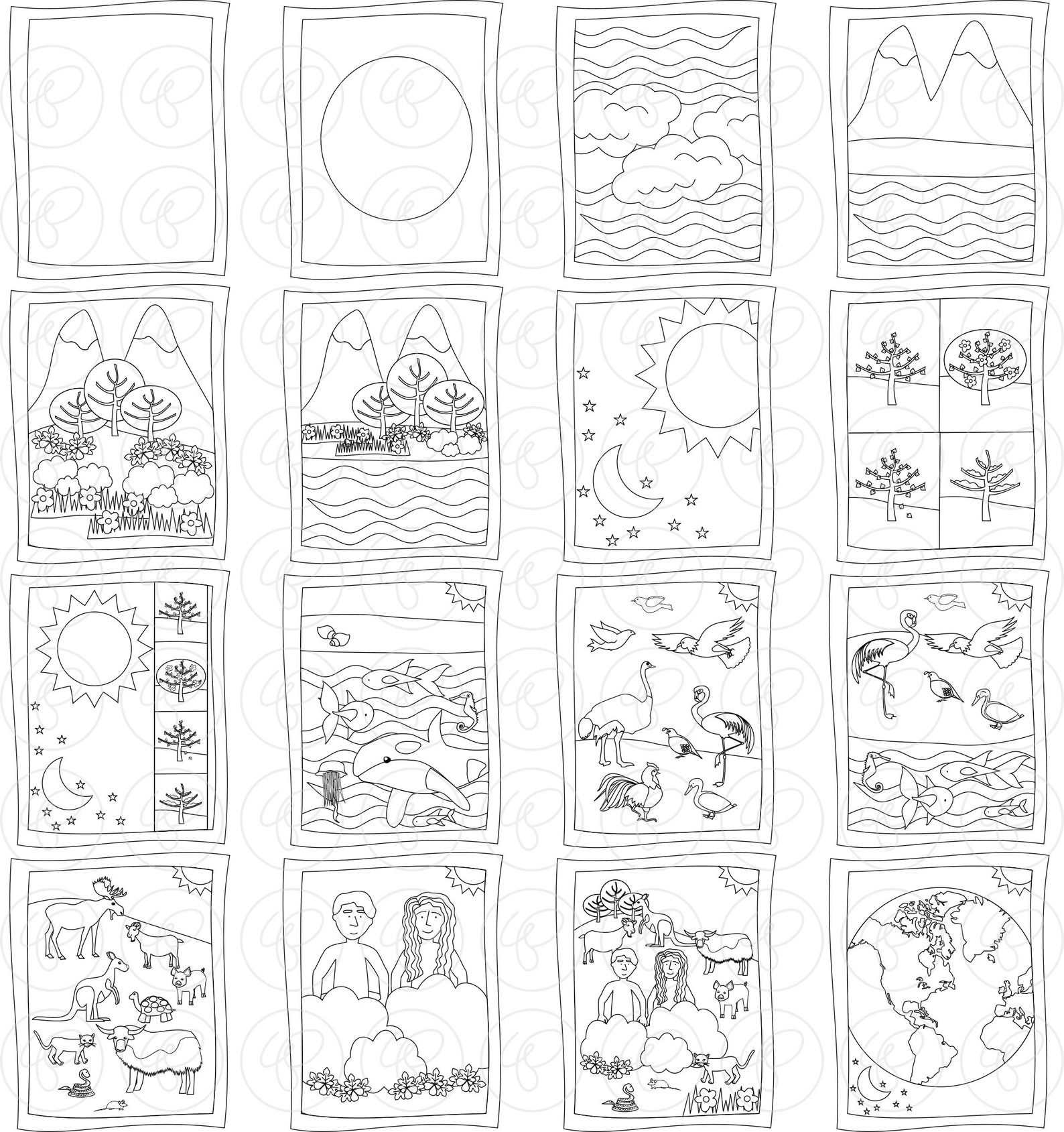 Bible Stories: Creation Clipart Set by Poppydreamz Bible Biblical ...