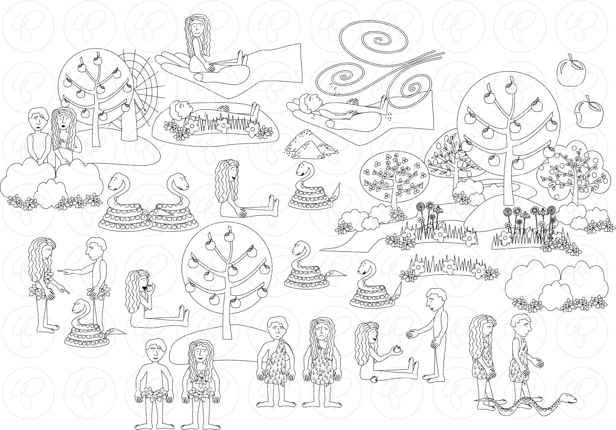 Bible Stories: Adam & Eve Clipart Set by Poppydreamz Bible Biblical ...