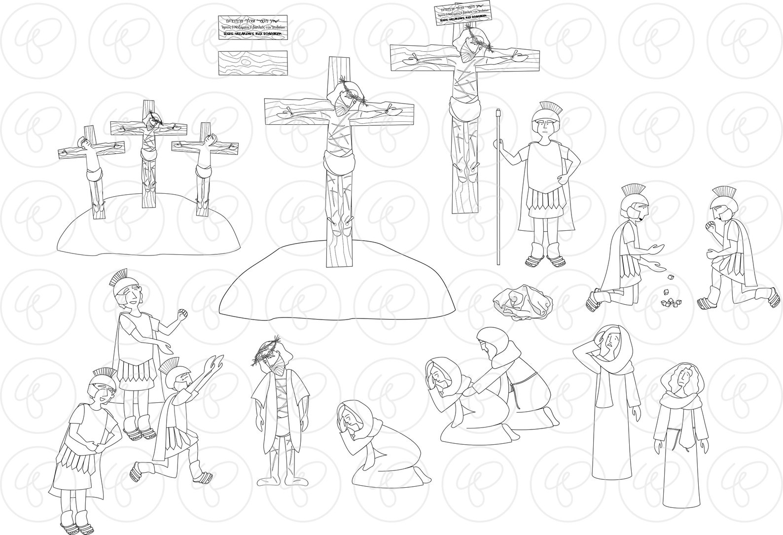 Bible Stories: Easter - Crucifixion Clipart Set by Poppydreamz Bible ...
