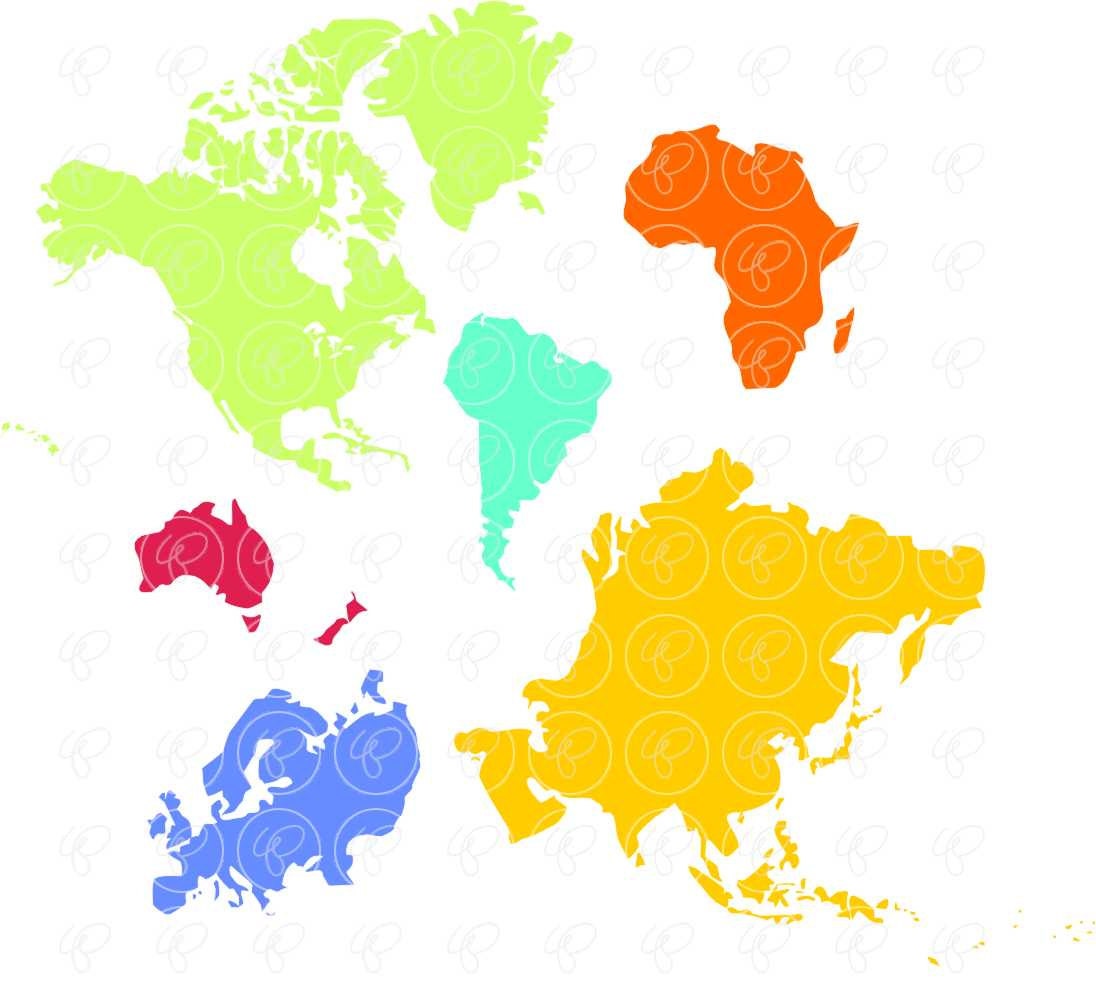 World Continents Digital Clip Art: North America South America Europe ...