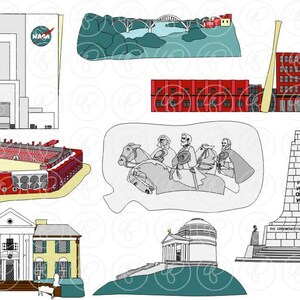 U.S. State Landmarks Southeast Region Digital Clip Art: Florida ...