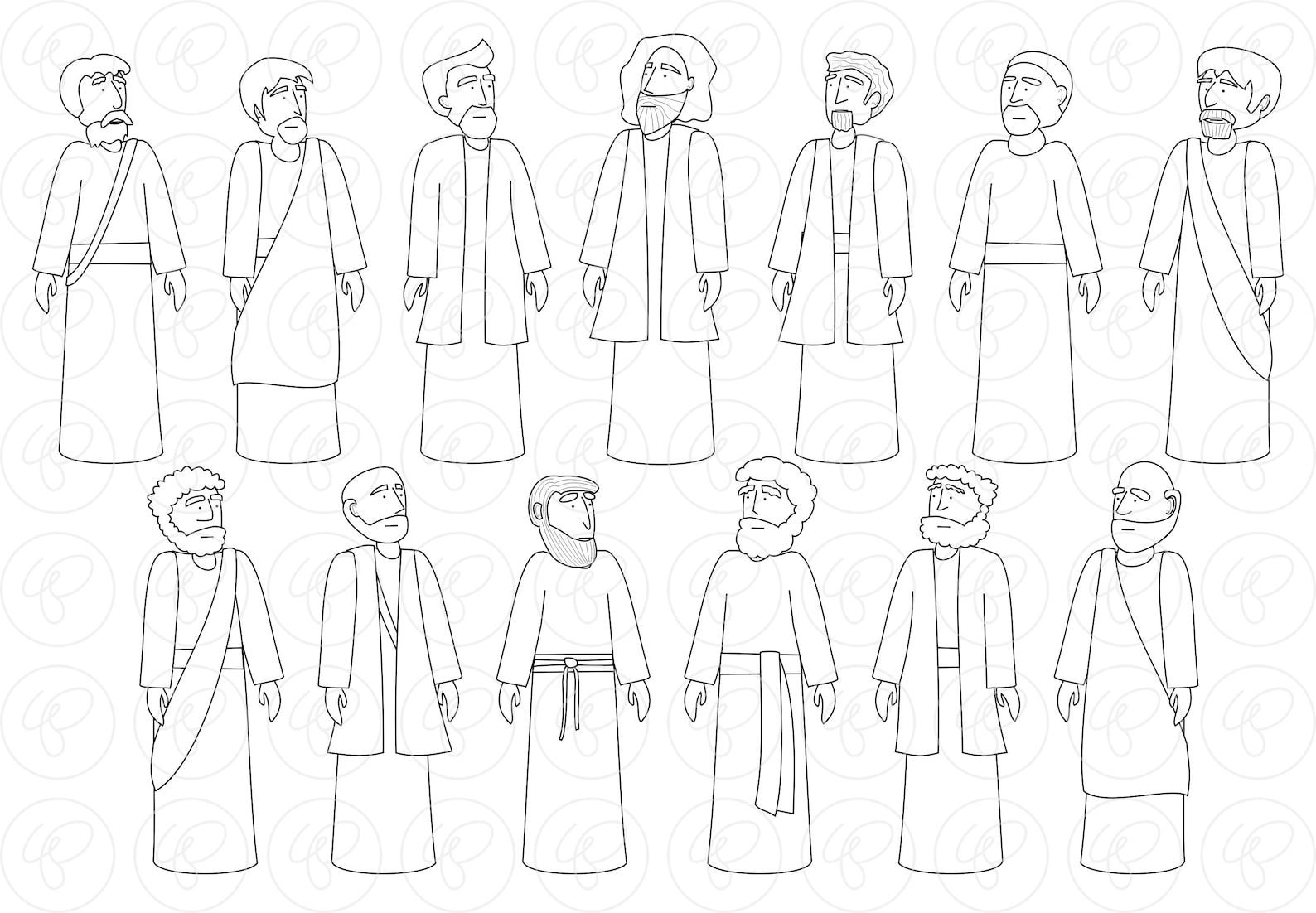 Bible Stories: Jesus & the 12 Disciples Clipart Set by Poppydreamz ...