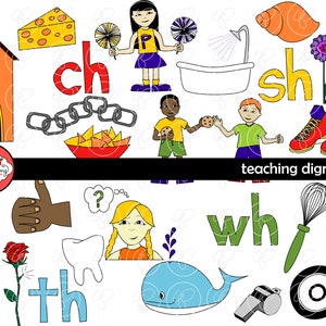Teaching Digraphs Clipart Set (300 Dpi) School Teacher Clip Art Reading ...