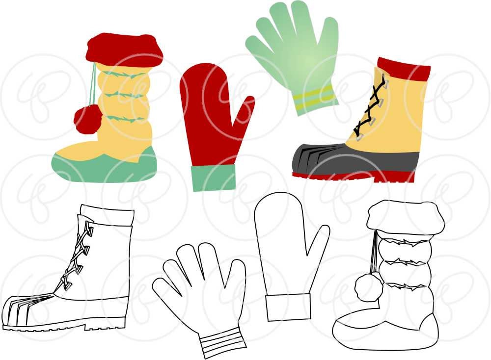 Winter Clothing Clipart Set: Digital Scrapbook Clip Art Pack (300 Dpi ...