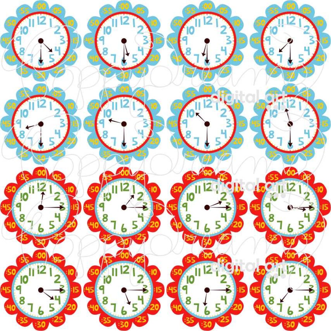 Teaching Time Clipart: Digital Clip Art Pack 300 Dpi School Teacher ...