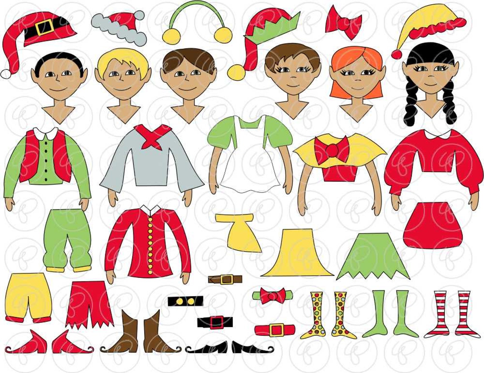 Build an Elf Christmas Clipart Set (300 Dpi) Elf Hat Elf Shoes Build It ...