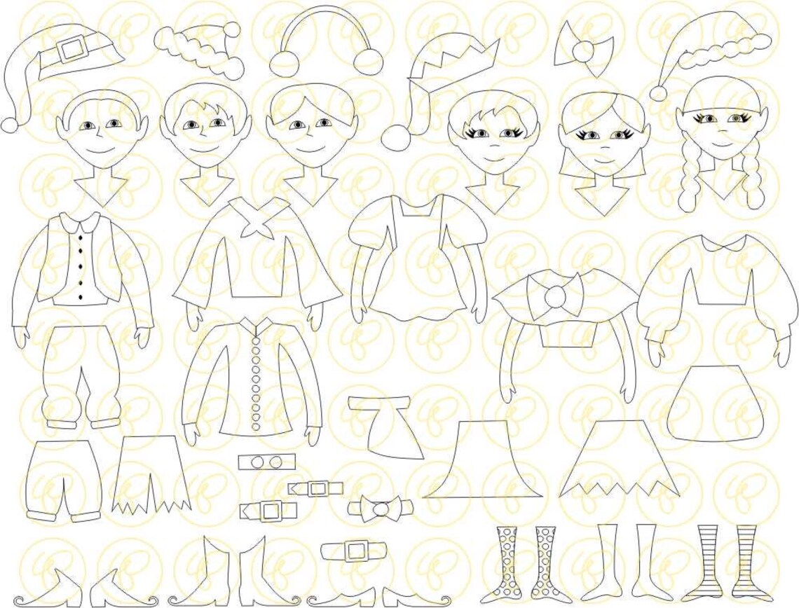 Build an Elf Christmas Clipart Set (300 Dpi) Elf Hat Elf Shoes Build It ...