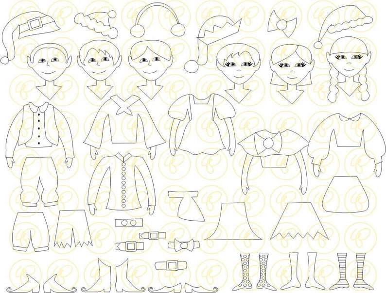 Build an Elf Christmas Clipart Set (300 Dpi) Elf Hat Elf Shoes Build It ...