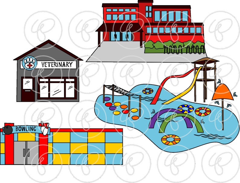 My Community Buildings (set 04) Clipart: (300 Dpi Transparent Png ...