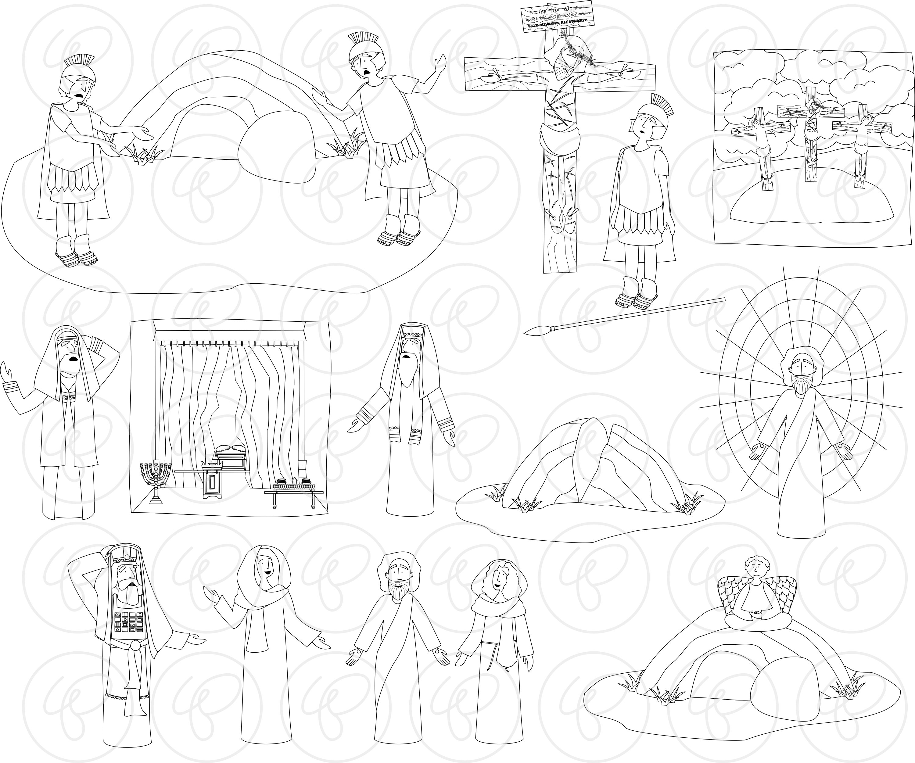 Bible Stories: Easter Death and Resurrection Clipart Set by Poppydreamz ...