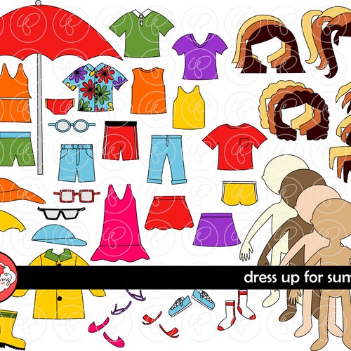 Dress up for Summer Clothing and Paper Doll Clipart Set: - Etsy