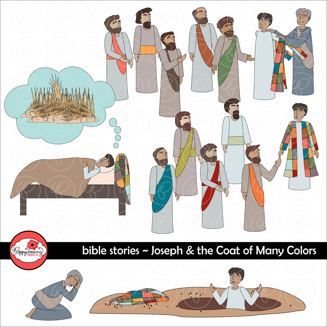 Bible Stories: Joseph & the Coat of Many Colors Clipart Set by ...