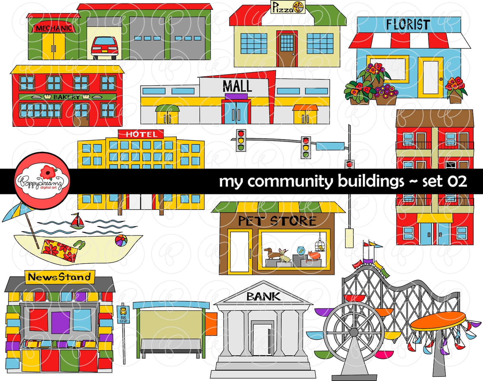 My Community Buildings (set 02) Clipart: (300 Dpi Transparent Png ...
