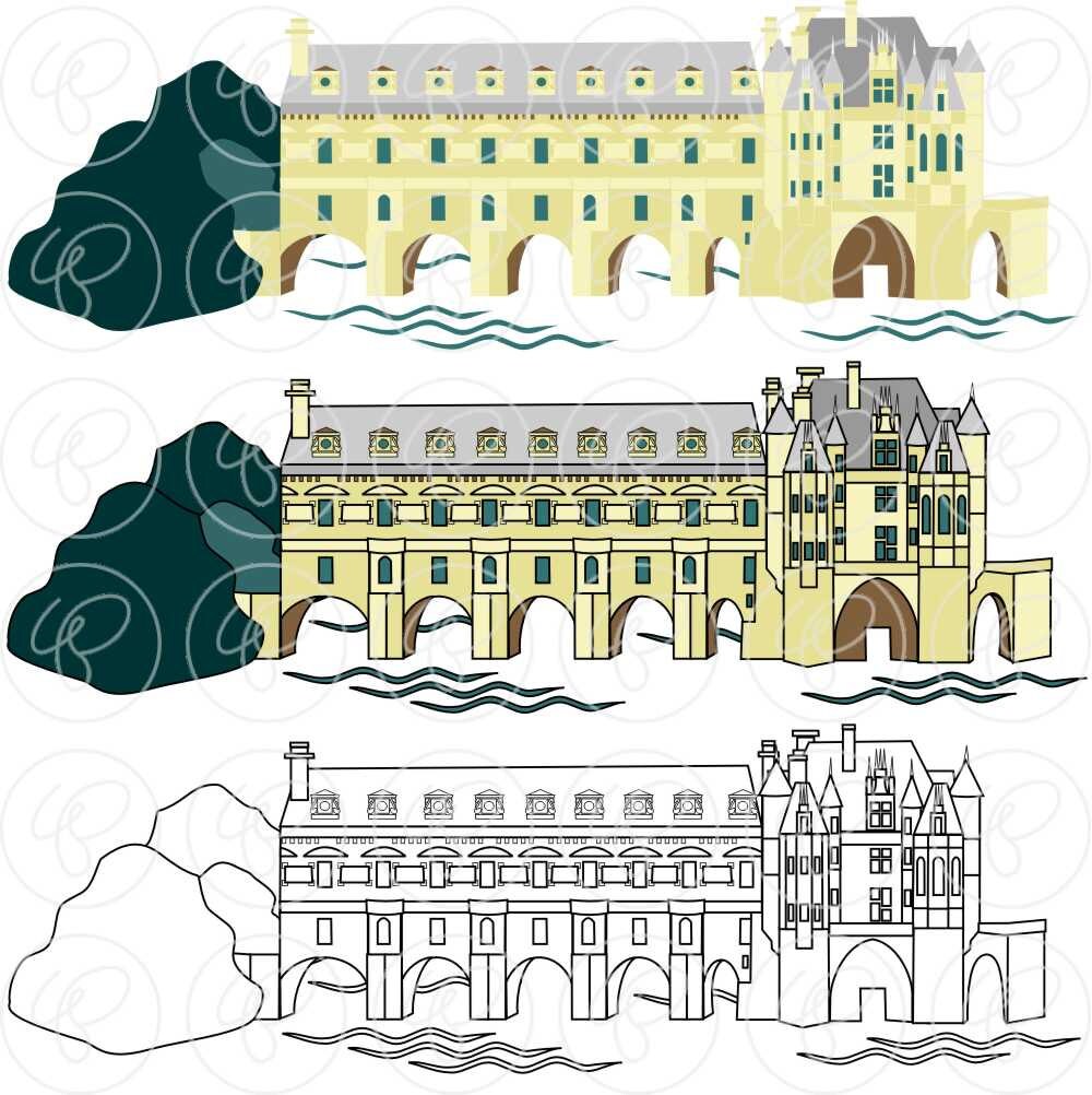 French Landmarks Digital Clip Art: Lourve Arc De Triomphe Centre ...