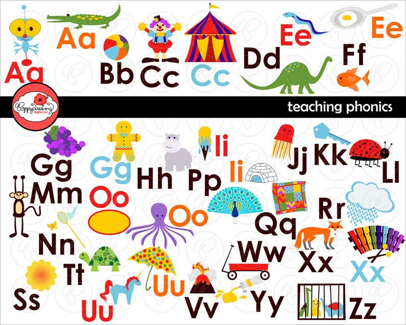 Teaching Phonics Clipart & Digital Flashcards: Digital Image Set (300 ...