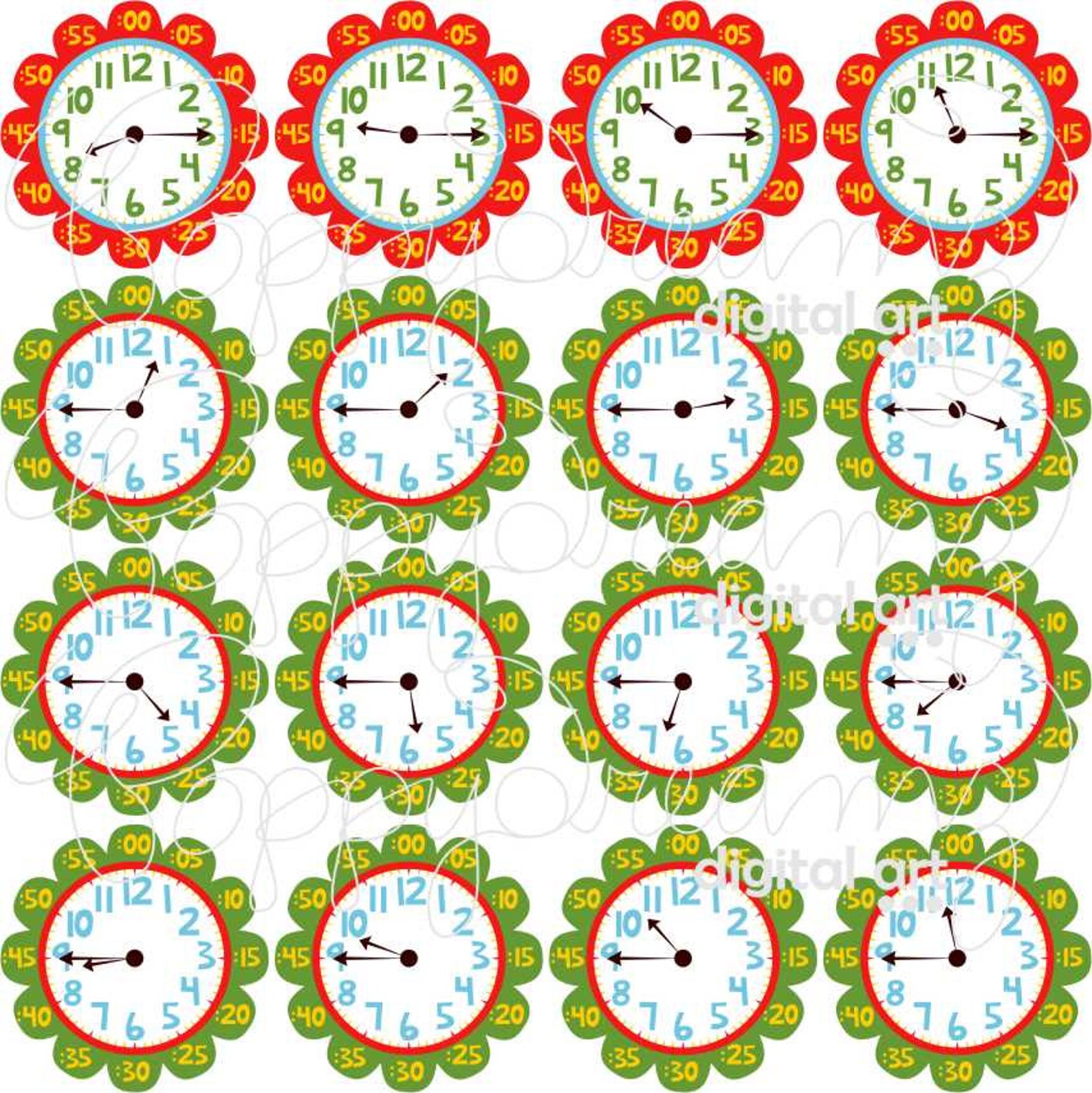 Teaching Time Clipart: Digital Clip Art Pack (300 Dpi) School Teacher ...
