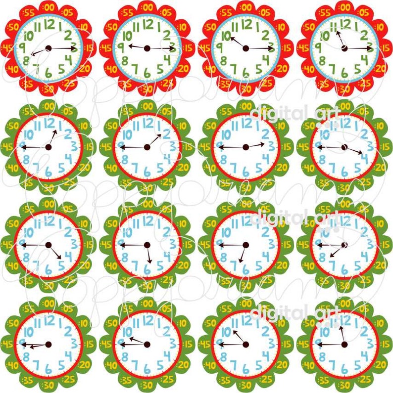 Teaching Time Clipart: Digital Clip Art Pack (300 Dpi) School Teacher ...