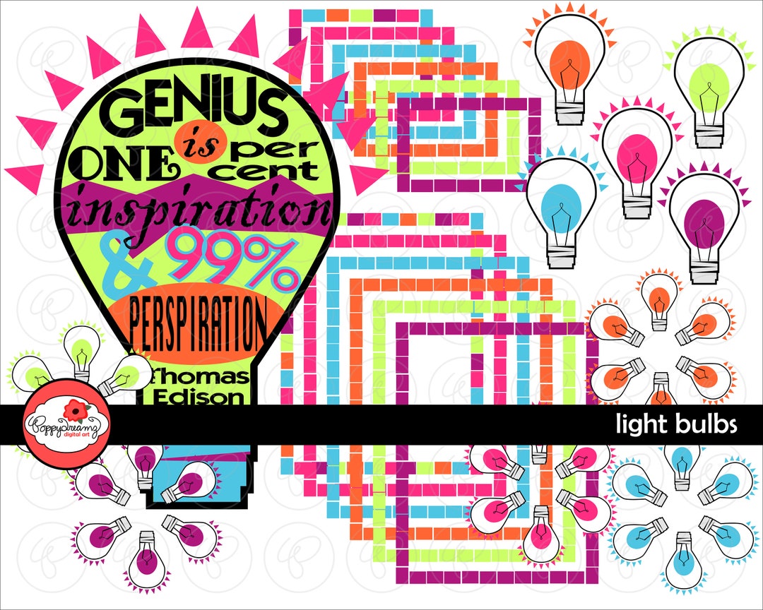 Lightbulbs: Clip Art Pack (300 Dpi Transparent Png) Thomas Edison ...