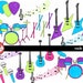 Rock N Roll Music Clipart Set 300 Dpi Electric Guitar Drums Microphones ...