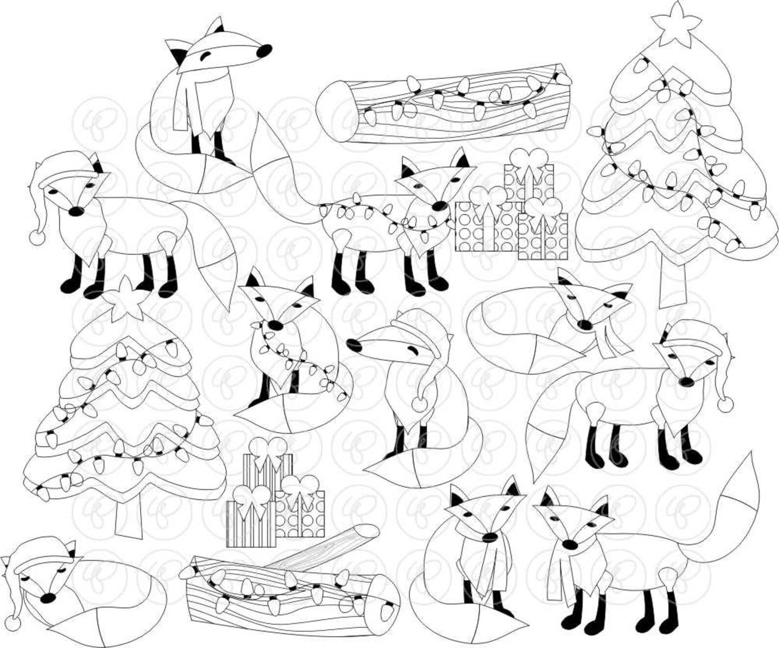 Christmas Polka Foxes Clipart: 300 Dpi Transparent Png Fox Evergreen ...