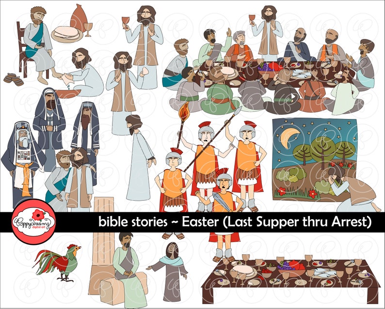 Bible Stories: Easter Last Supper Thru Arrest Clipart Set by - Etsy