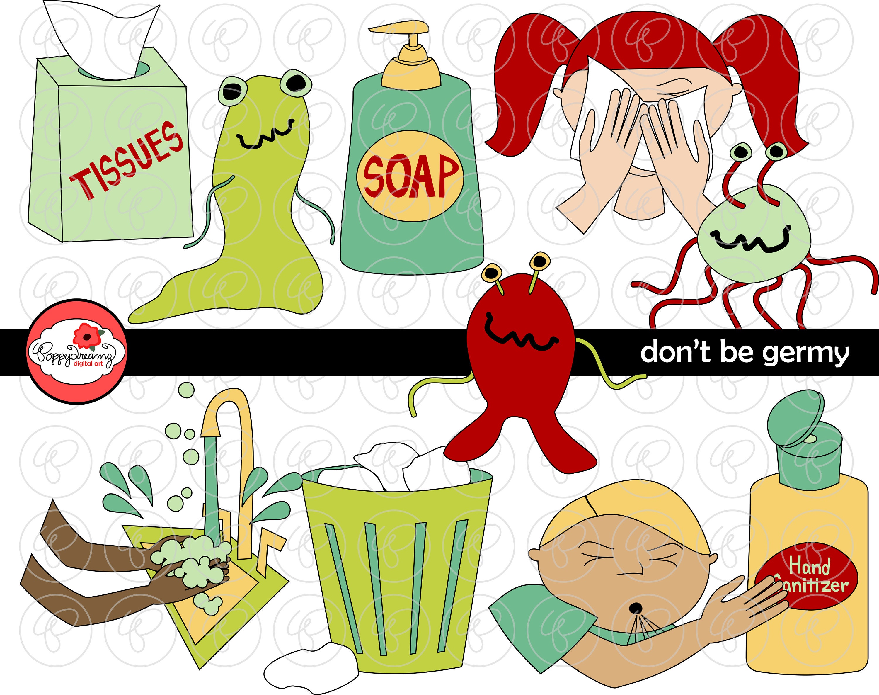 Don't Be Germy Clip Art Pack 300 Dpi Digital Images transparent Png ...