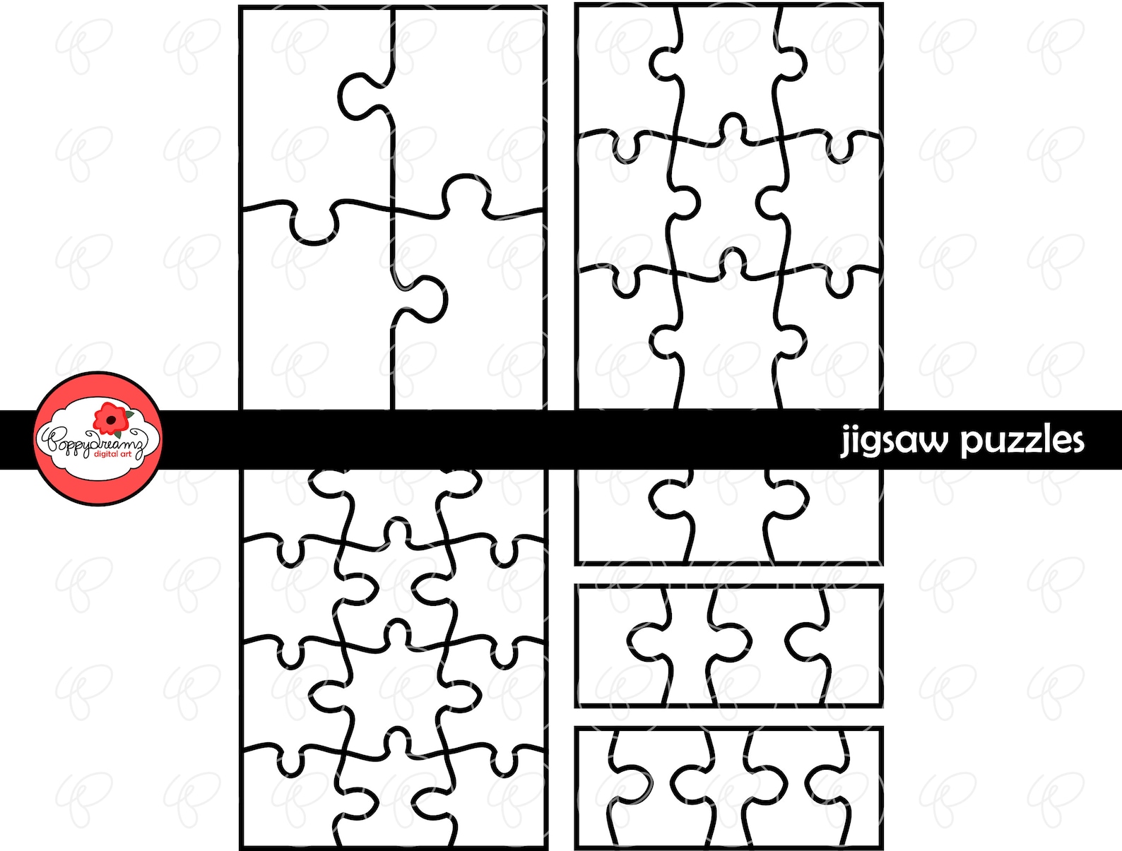 Jigsaw Puzzle Template PDF and Clipart SET: (300 Dpi) School Teacher ...
