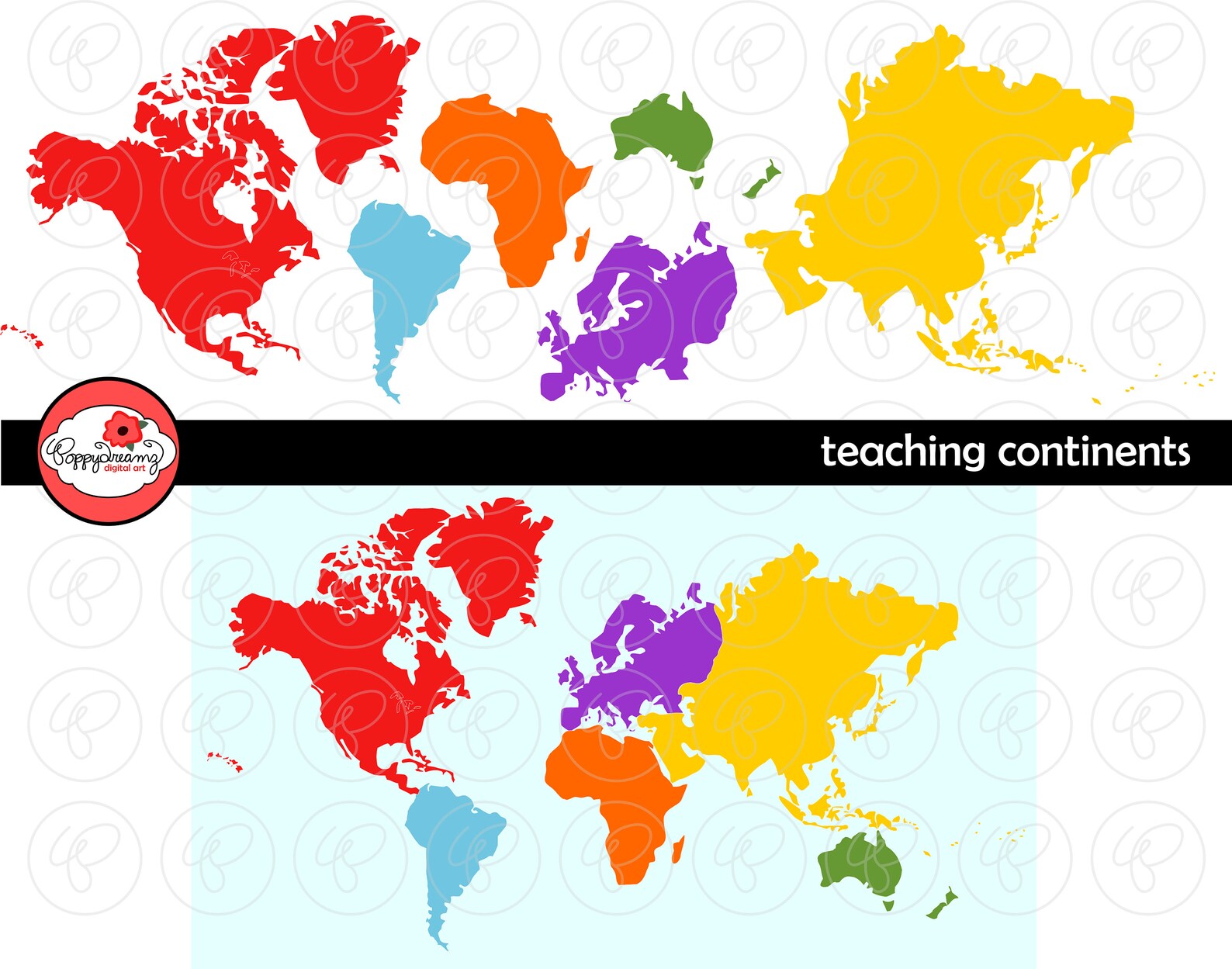 Teaching Continents Digital Clip Art: North America South America ...