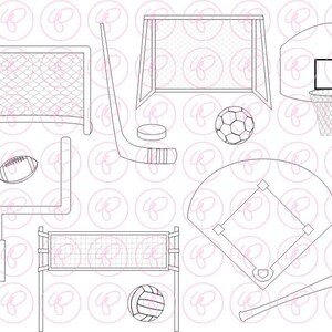 Let's Play Sports Clipart Set (300 Dpi) Football Baseball Soccer ...