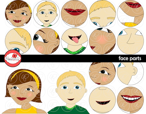 Face Parts Clipart Set 300 dpi School Teacher Clip Art | Etsy