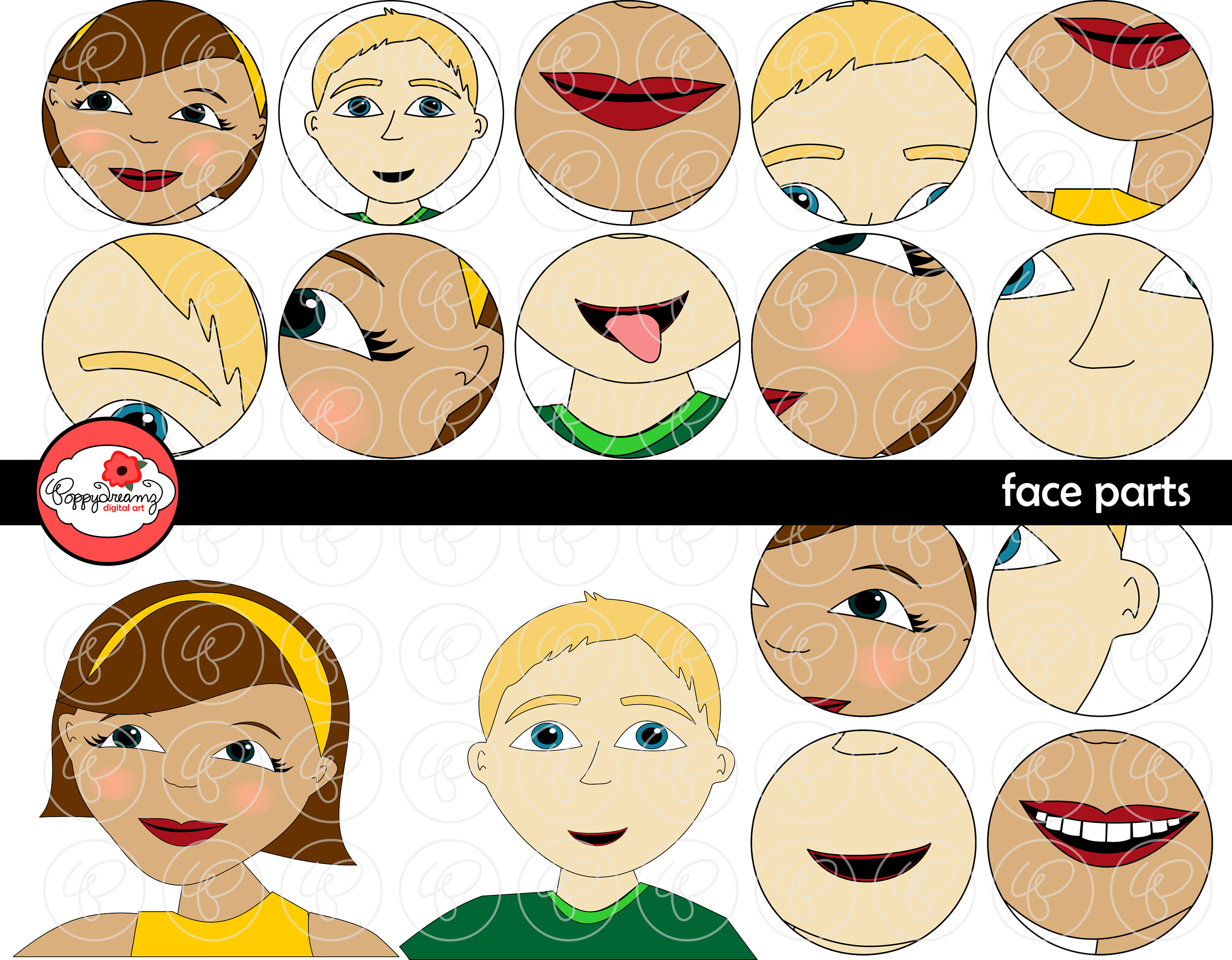 Face Parts Clipart Set 300 Dpi School Teacher Clip Art - Etsy Singapore