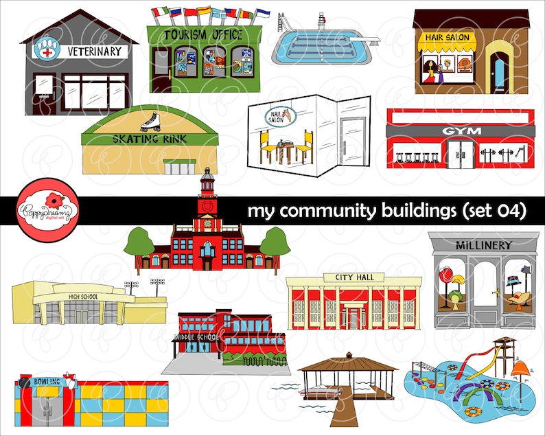 My Community Buildings (set 04) Clipart: (300 Dpi Transparent Png ...