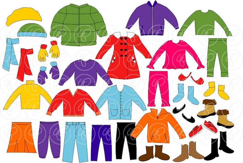 Dress up for Winter Clothing and Paper Doll Clipart Set: Digital Clip ...