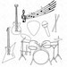 Rock N Roll Music Clipart Set 300 Dpi Electric Guitar Drums Microphones ...