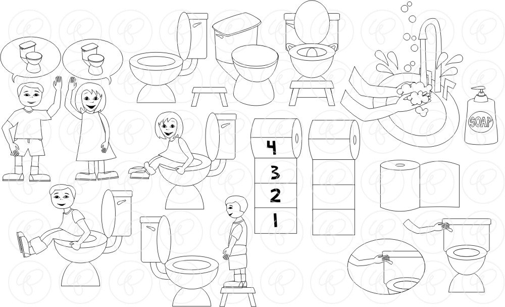 Potty Training Clipart Set (300 Dpi) School Teacher Clip Art Toilet ...