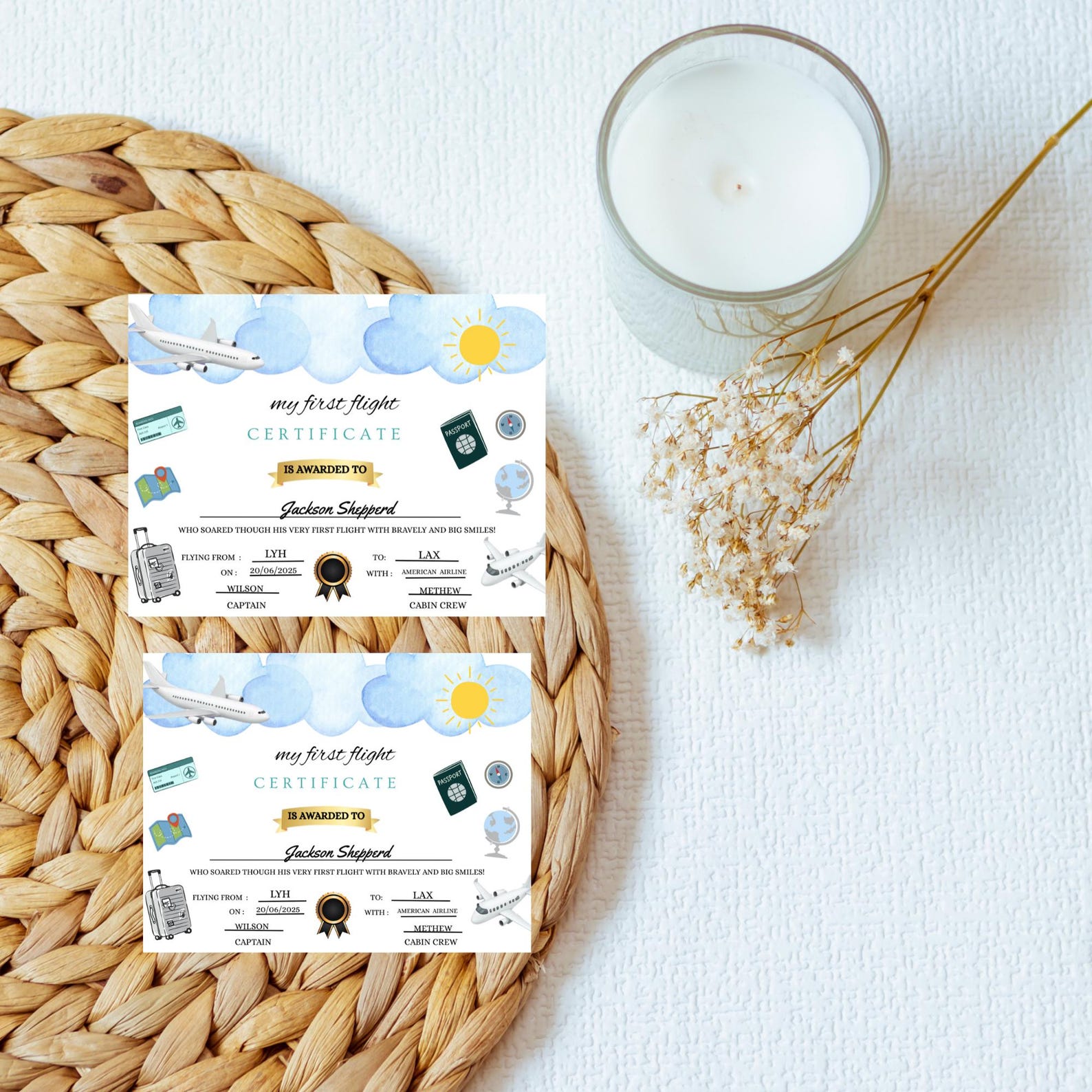 My First Flight Certificate, Certificate for Kids, First Flight Gift ...