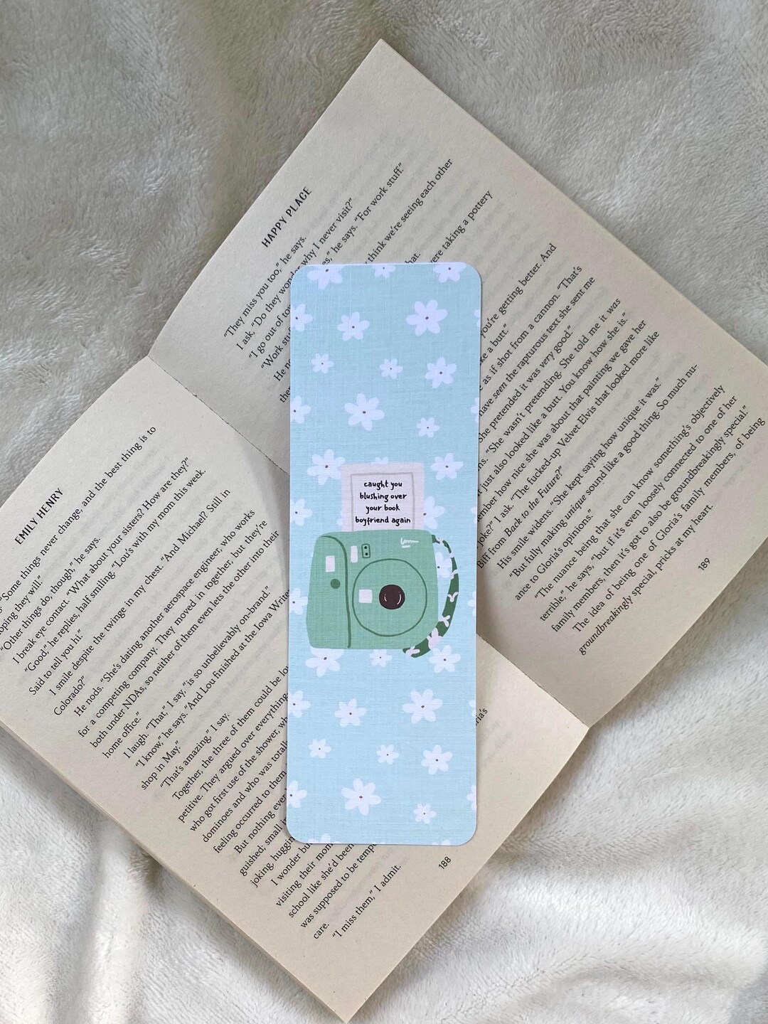 Floral Polaroid Bookmark | Linen Card Stock, Green Camera - Etsy