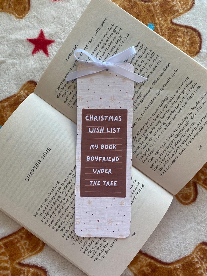 Christmas Wish List Book Boyfriend Bookmark | Winter Bookmark | Festive ...