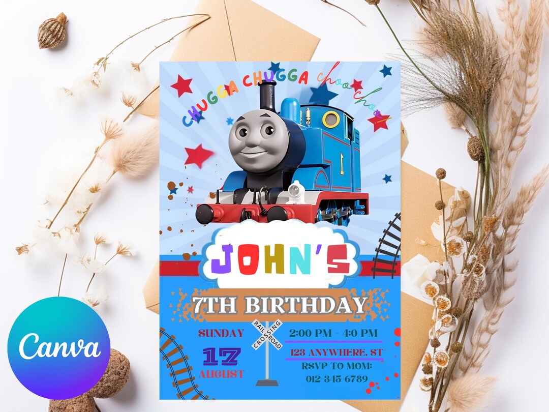 Printable Thomas Train Birthday Invitation, Editable Thomas Party ...