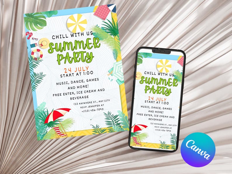 End of Summer Party Invitation, Summer Party Invitation, Summer Invites ...