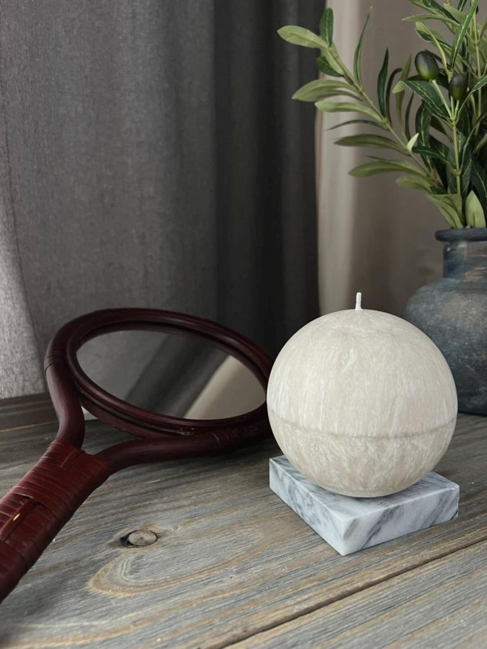 Beige Candle, Round Candle, Natural Candle, Gift, Pillar Candle ...