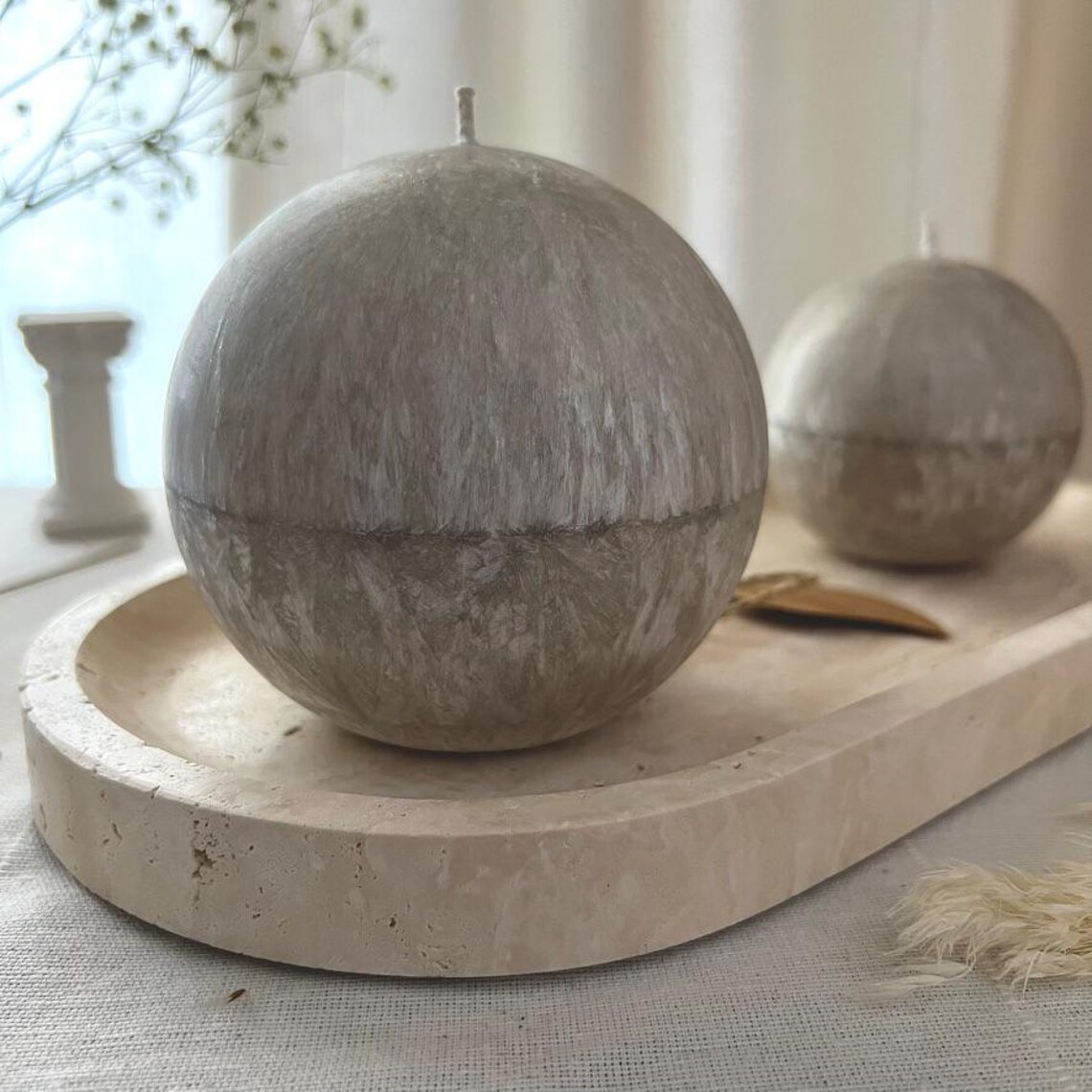 Beige Candle, Round Candle, Natural Candle, Gift, Pillar Candle ...