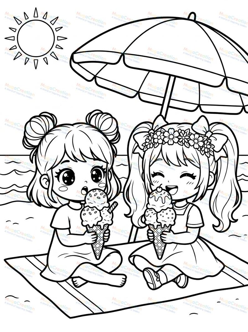 Summer Beach Adventure Coloring Pages | Printable PDF for Kids & Adults ...