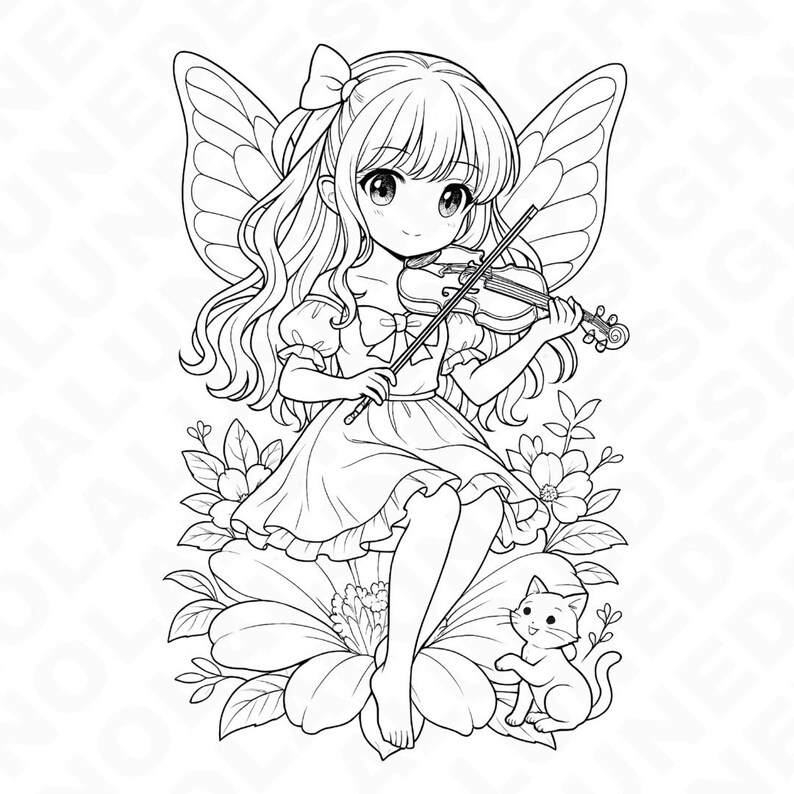 Kawaii Anime Fairy Girl Coloring Pages Cute Magical Princess Coloring ...