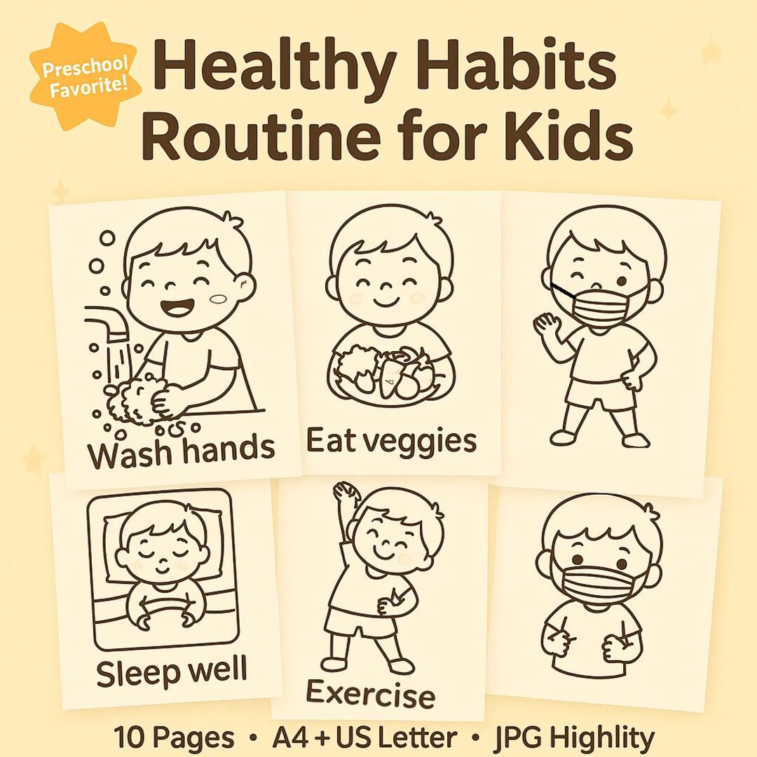 Healthy Habits Printable for Kids | Daily Routine Worksheets | A4 & US ...