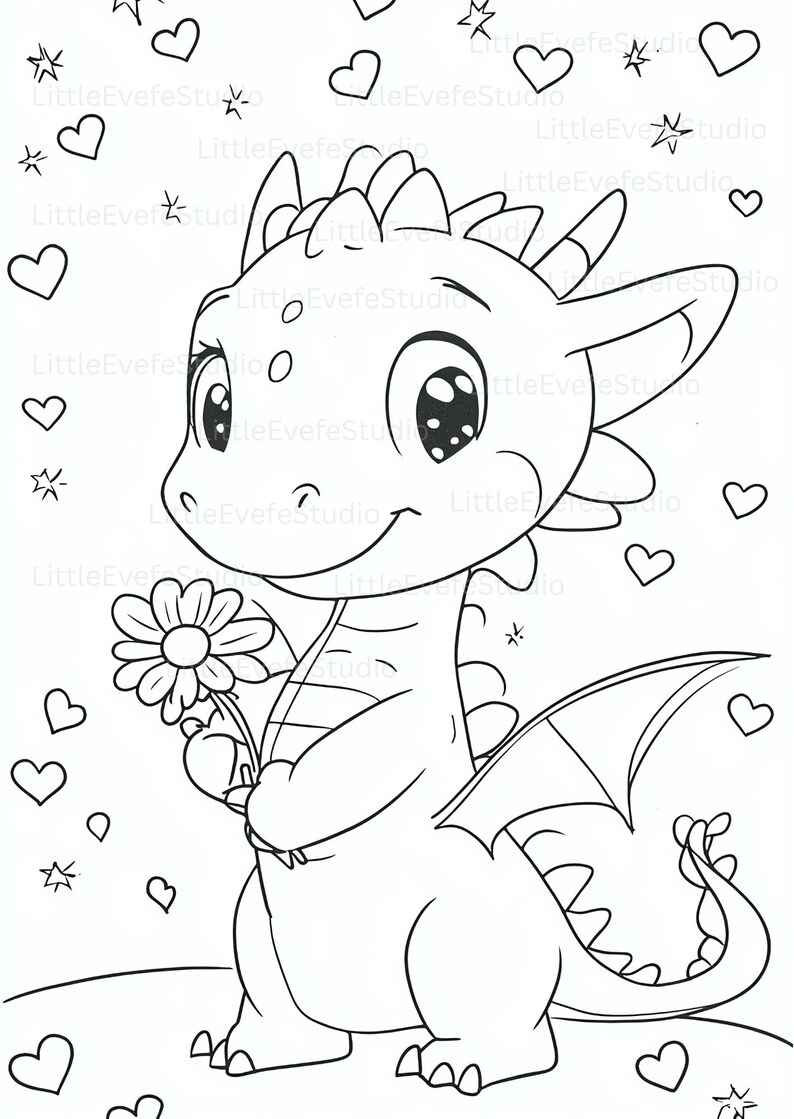 6 Pages Cute Fantasy Animal Coloring Pages for Kids Easy Printable ...